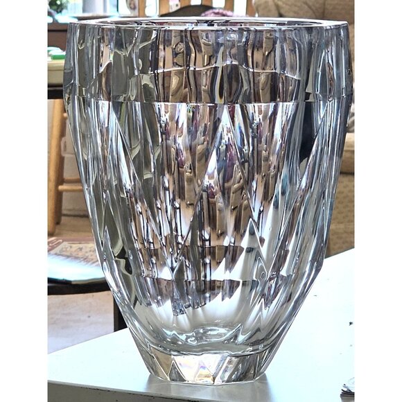 Accents | Thick Heavy Faceted Crystal Glass Vase | Poshmark